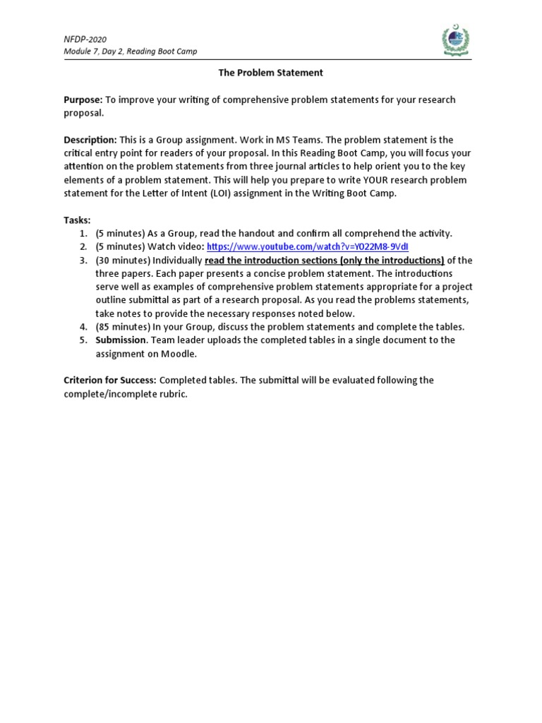 M7D2 - RBC - Problem Statements | PDF | Drinking Water | Flood