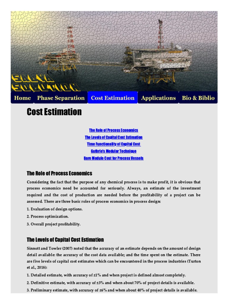 Cost Estimation: The Role of Process Economics | PDF | Nature | Business