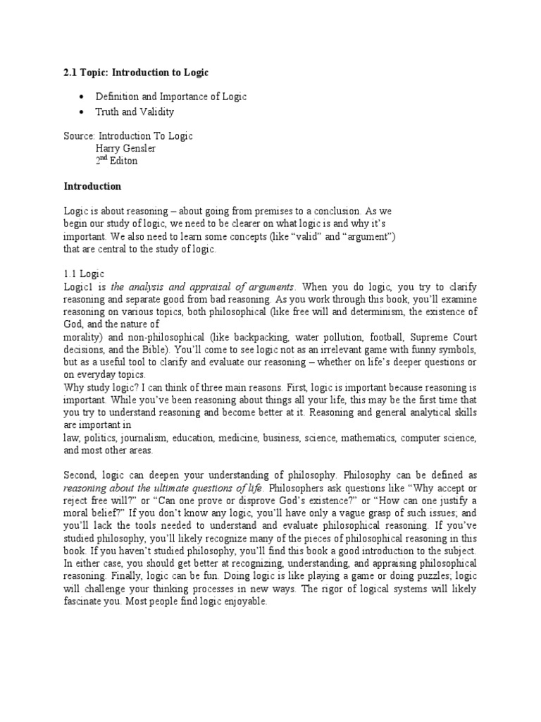 Raymond Pascual - 2.1 Introduction To Logic | PDF | Argument | Logical Consequence