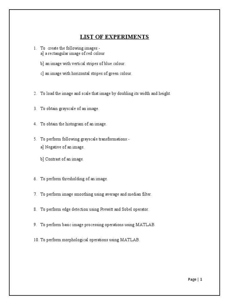MATLAB Image Processing Experiments | PDF | Multidimensional Signal ...