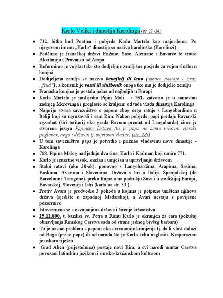 Karlo Veliki I Dinastija Karolinga | PDF