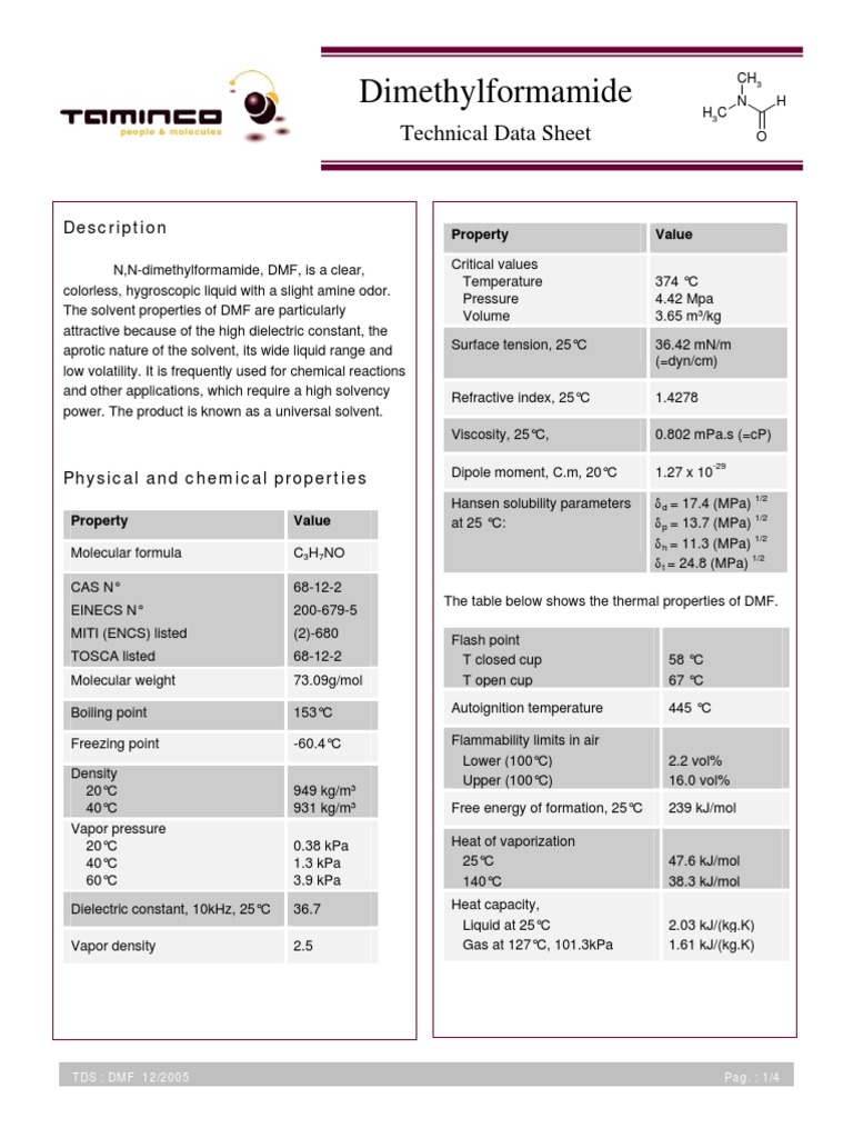Eastman - Dimethylformamide (DMF) | PDF | Solvent | Chemical Substances