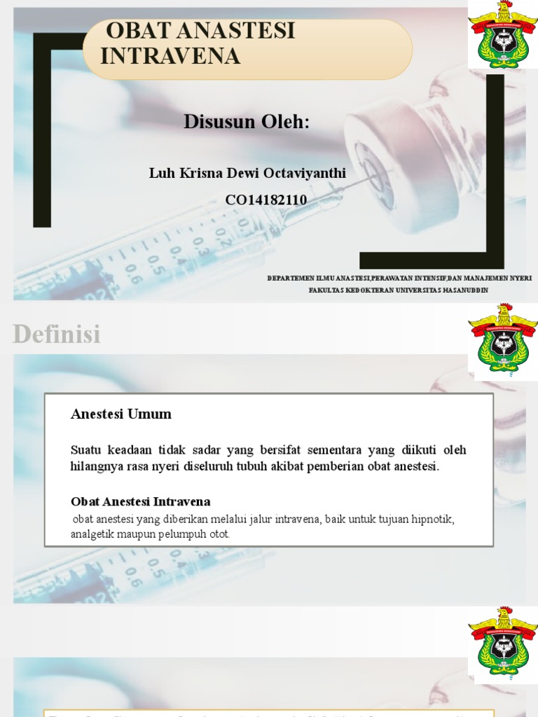 Obat Anestesi Intravena | PDF