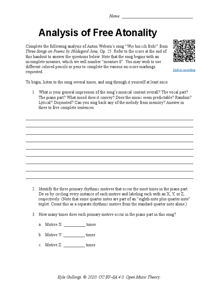 Analysis of Free Atonality: Name | PDF | Music Theory | Musicology