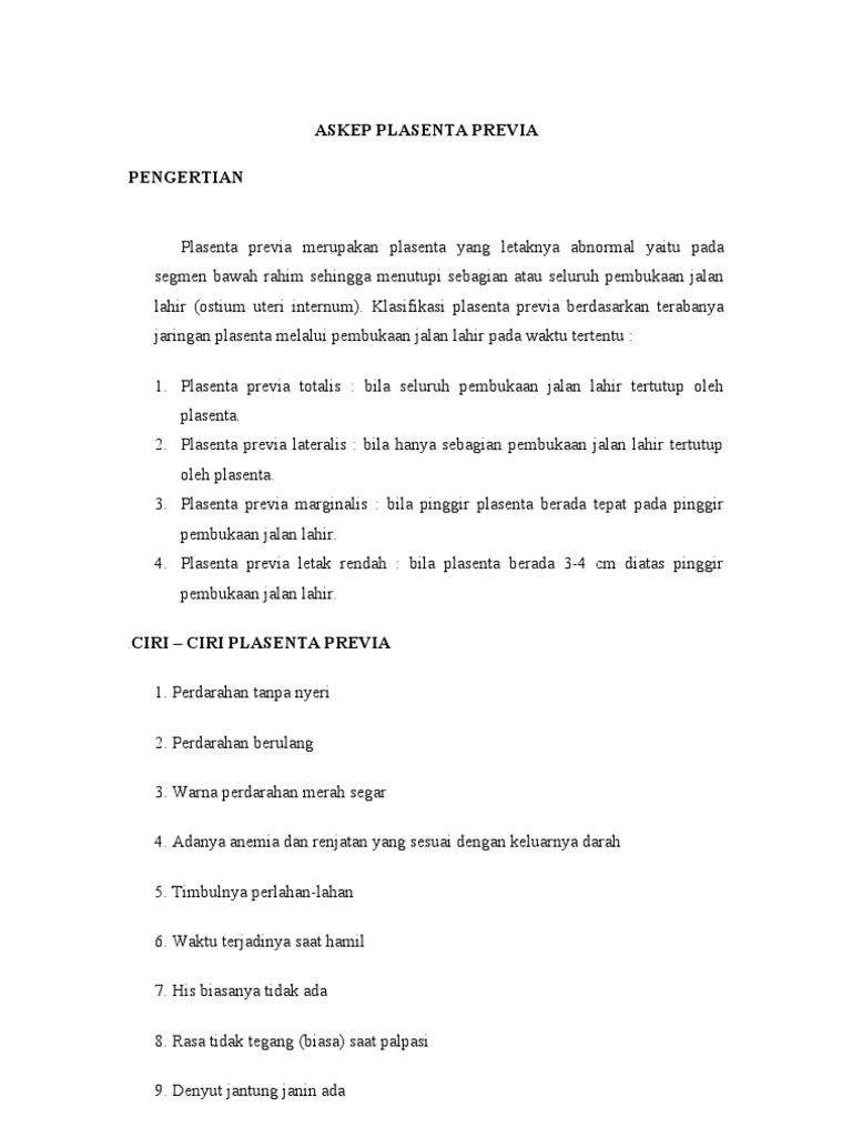 Askep Plasenta Previa | PDF