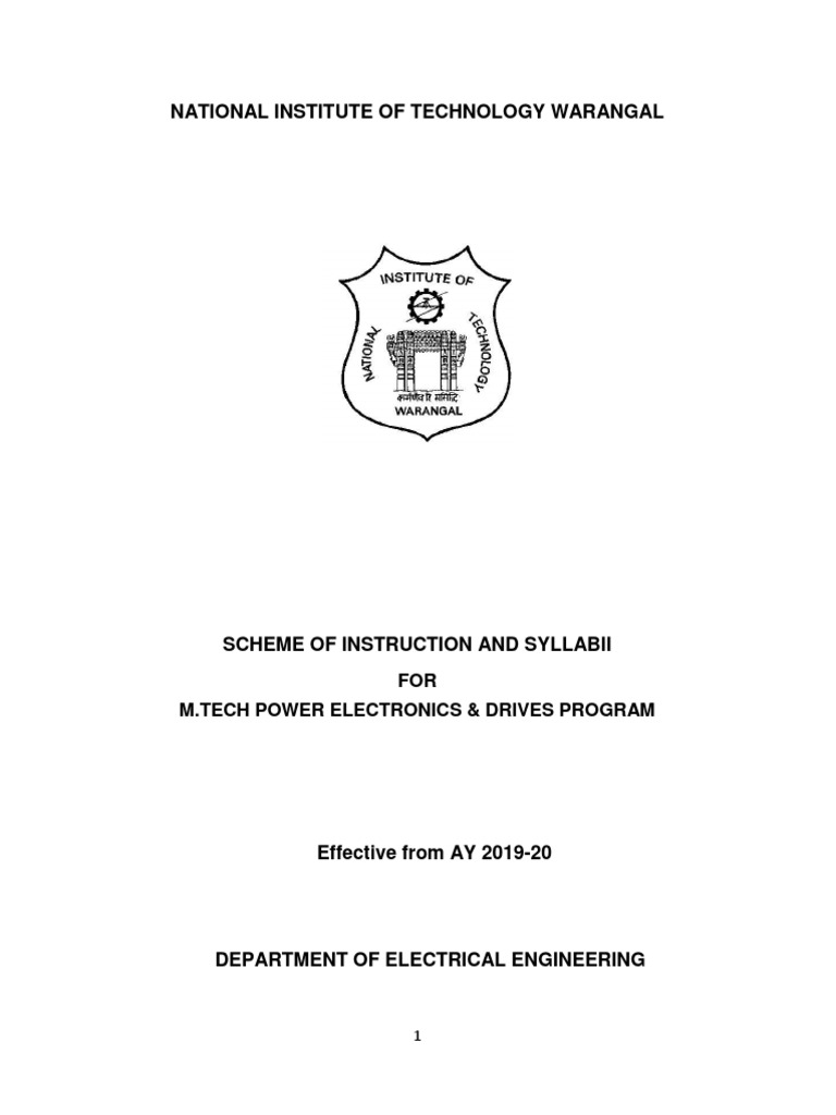 National Institute of Technology Warangal: FOR M.Tech Power Electronics ...