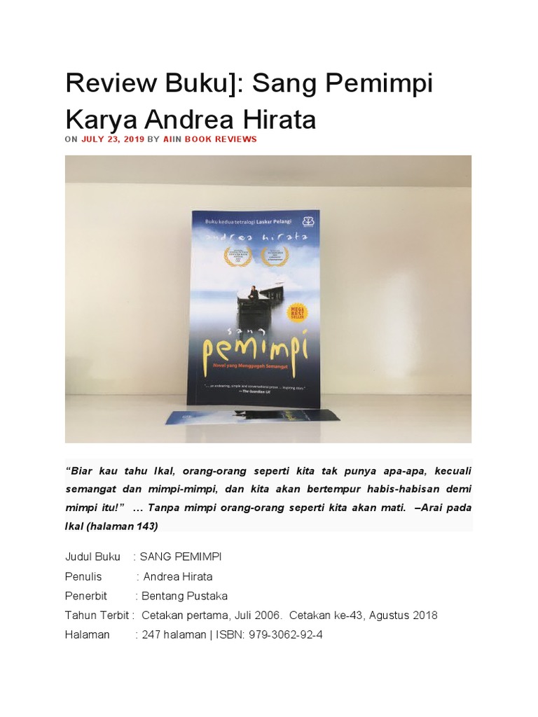 Ulasan Novel "Sang Pemimpi" Andrea Hirata | PDF