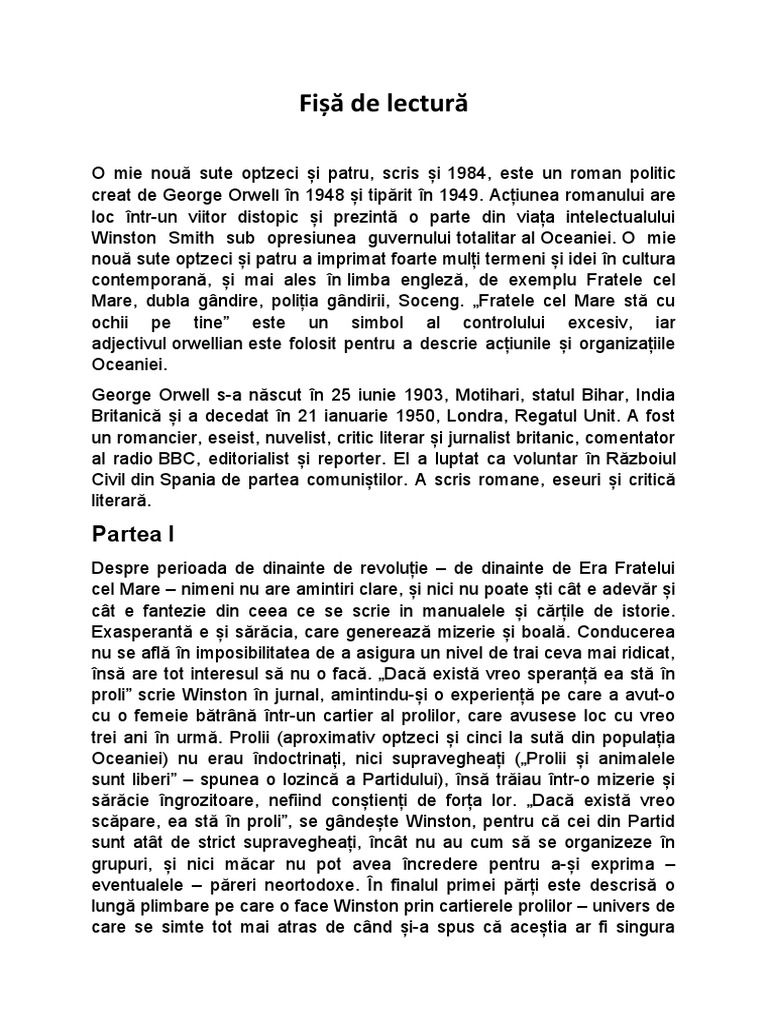 Fisa de Lectura | PDF