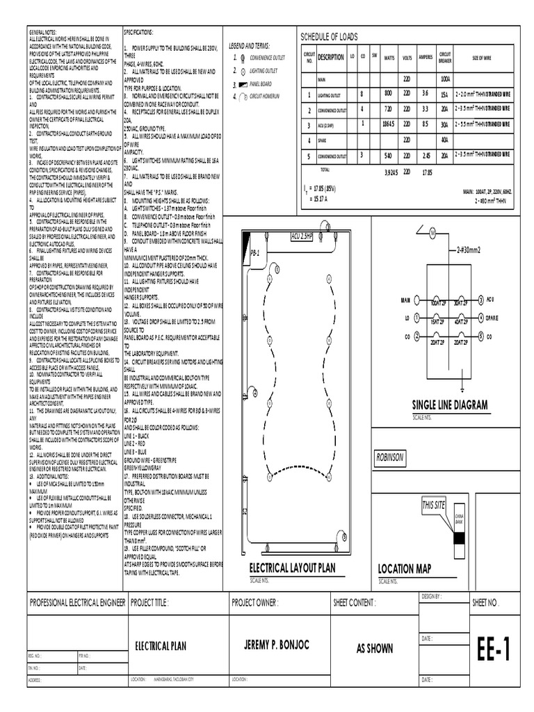 Single Line Diagram: Schedule of Loads | PDF | Building Technology ...