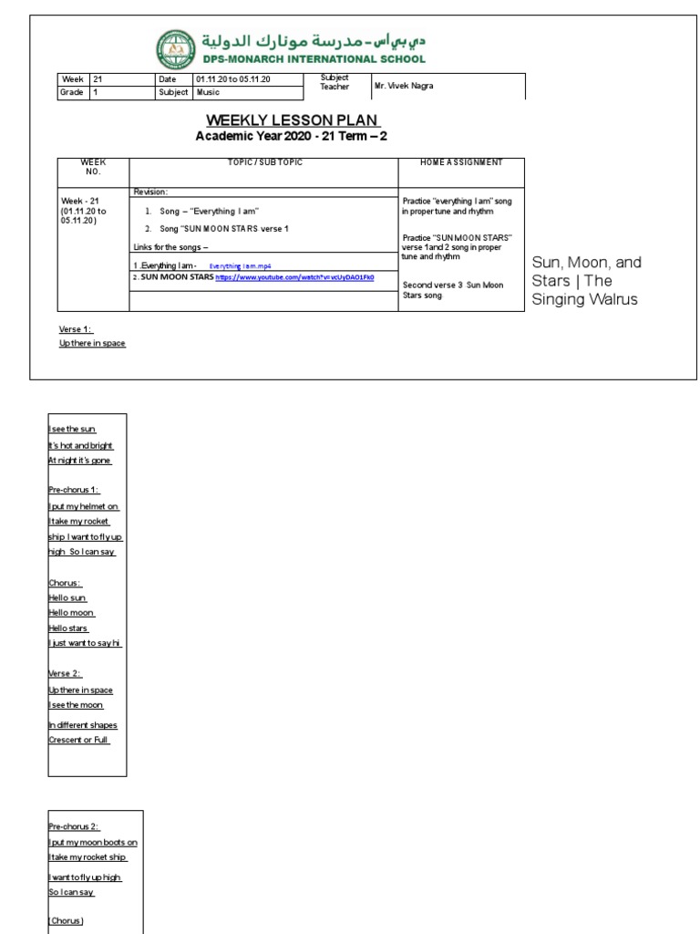 Grade 1 Music Lesson Plan Week 21 | PDF | Song Structure ...