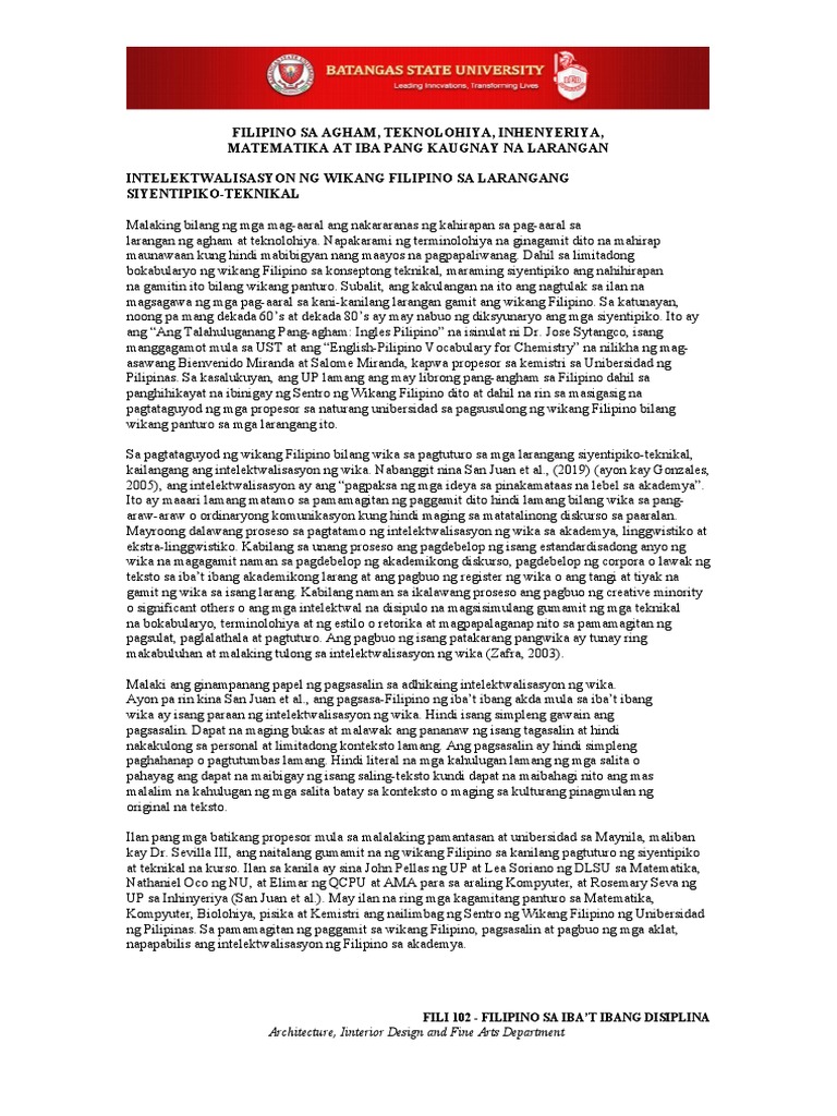 Yunit Iii - Filipino Sa Agham, Teknolohiya, Inhenyeriya | PDF