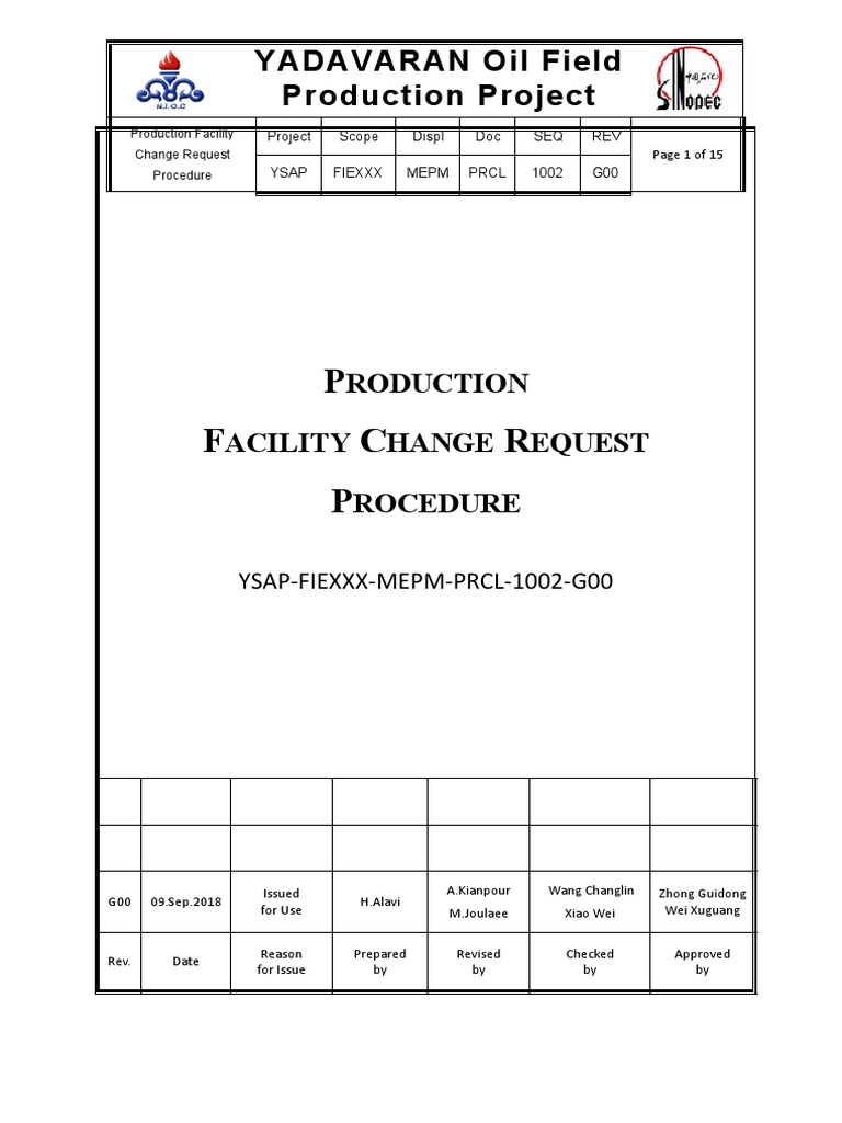 Yadavaran Facility Change Request Guide | PDF | Hazards | Change Management