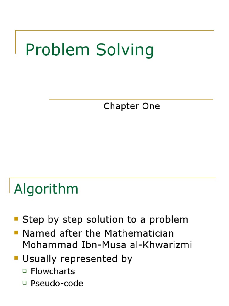 Problem Solving Chapter One Pdf Algorithms Software Engineering