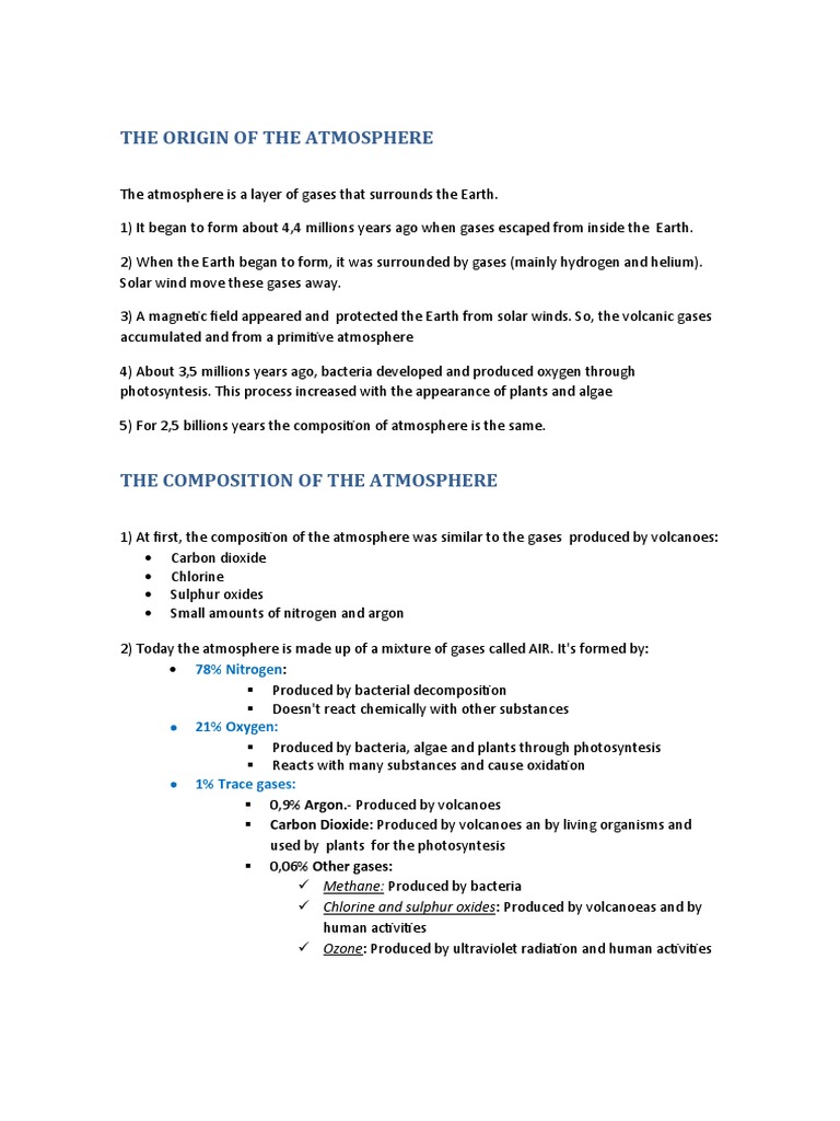 The Origin of The Atmosphere | Download Free PDF | Atmosphere Of Earth ...