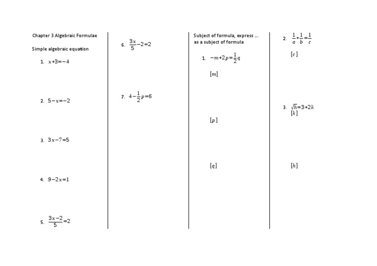 Chapter 3 Algebraic Formulae | PDF