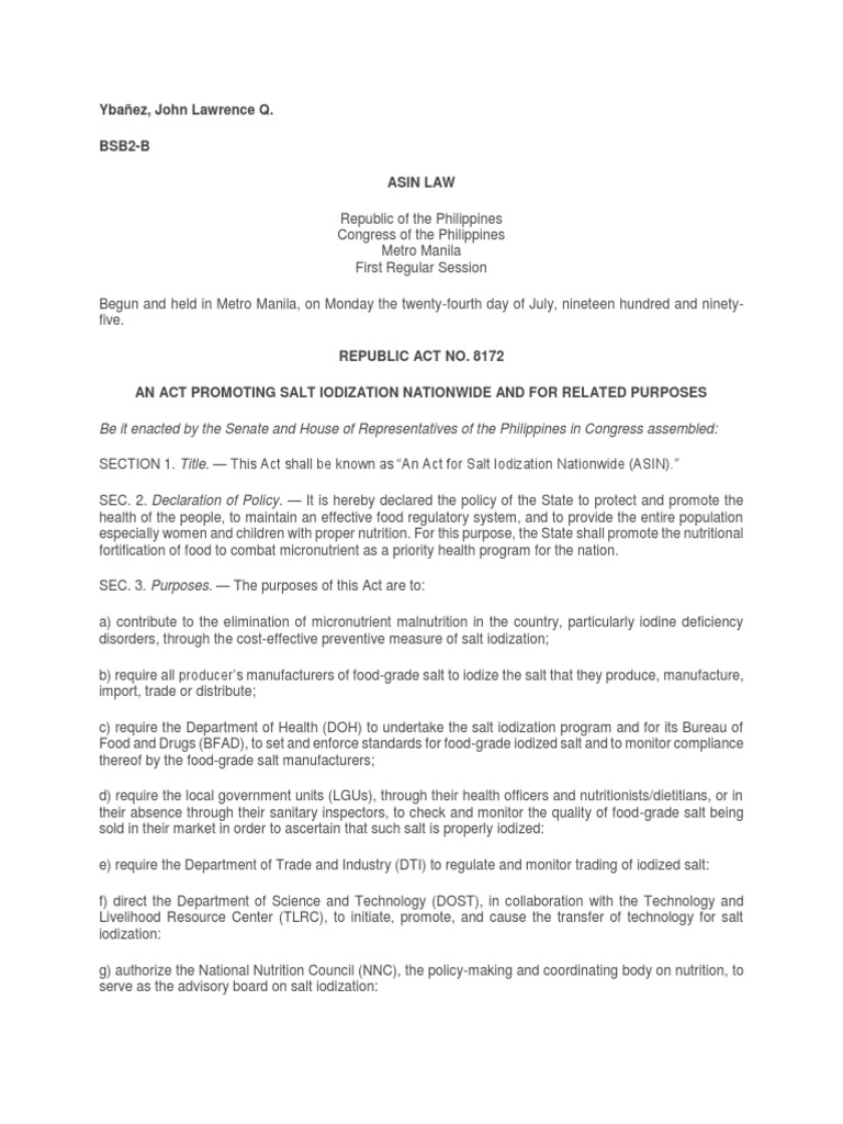 Ybañez, John Lawrence Q. BSB2-B Asin Law | Download Free PDF ...