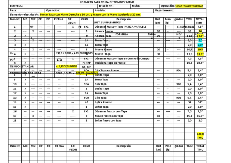 Formato - MTM 1 Con Ejemplo | PDF