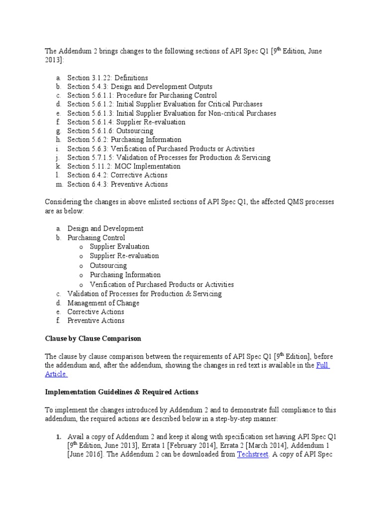 The Addendum 2 Brings Changes To The Following Sections of API Spec Q1 ...