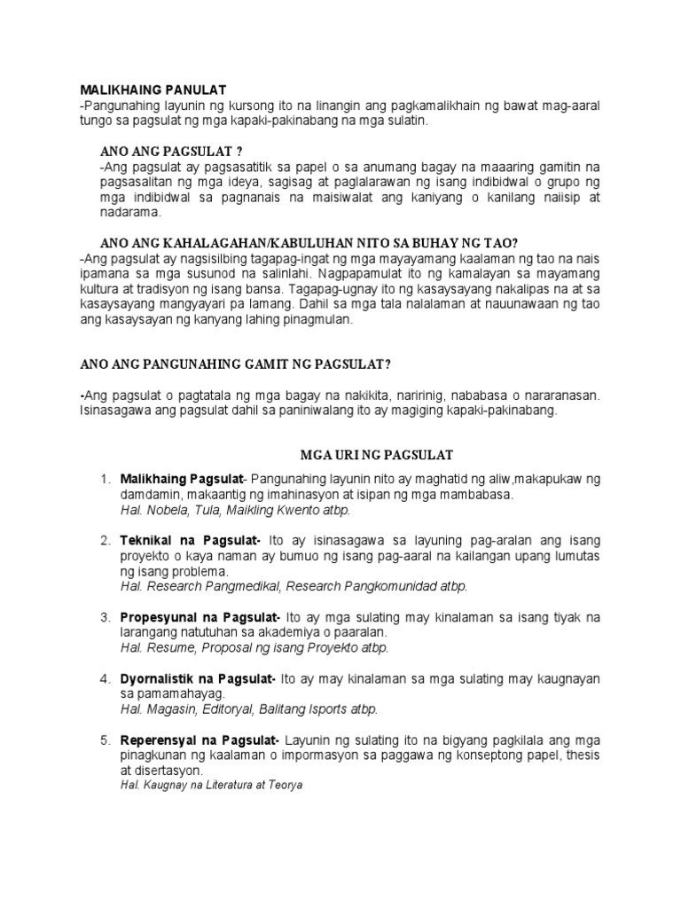 Malikhaing Panulat | PDF