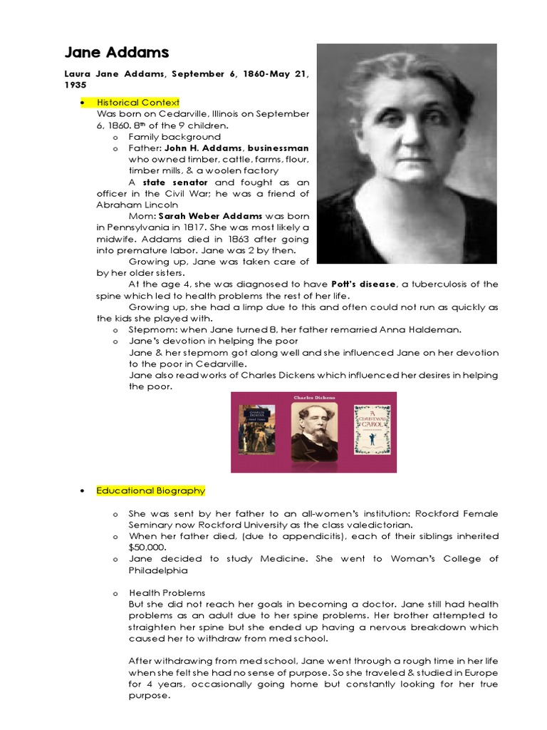JANE ADDAMS Pioneer Urban and Multicultural Educator | PDF | Pragmatism ...