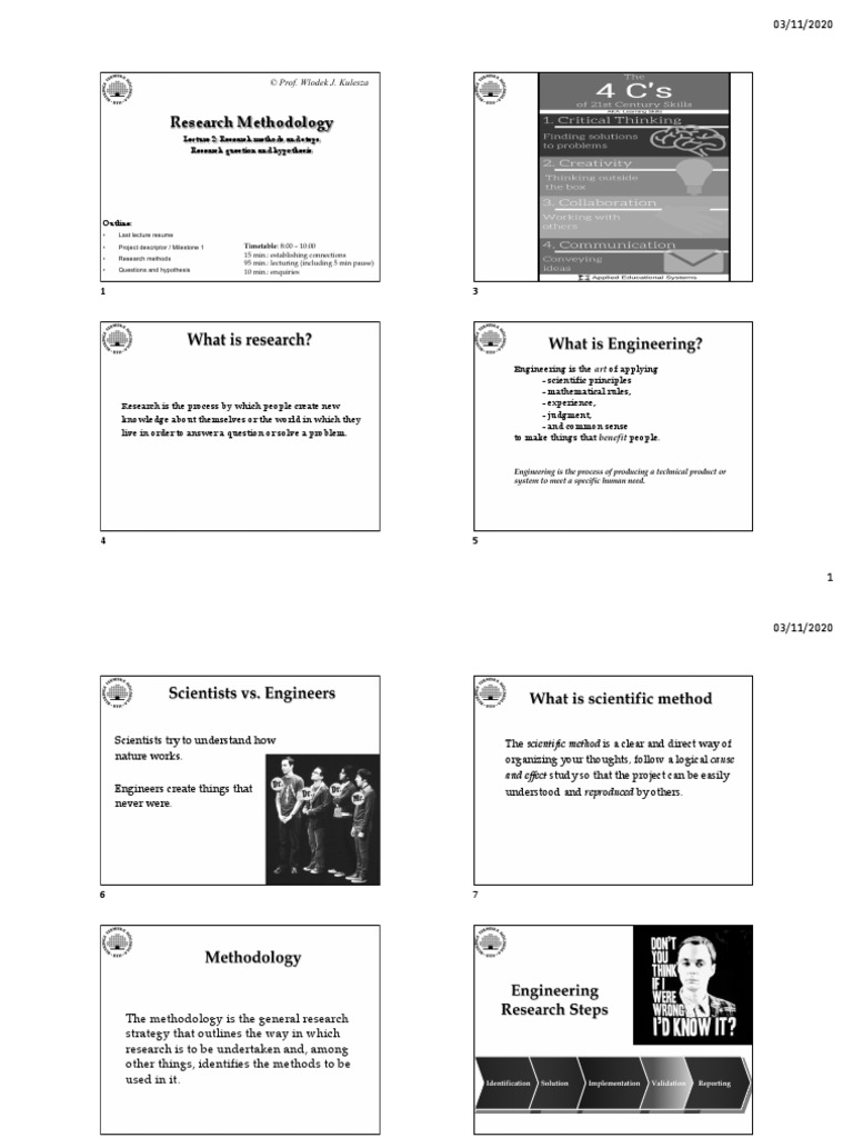 Lect 02 ResearchSteps ht20lp2 | PDF | Scientific Method | Hypothesis