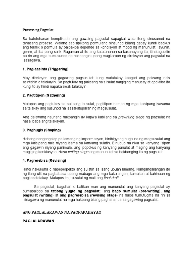 Proseso NG Pagsulat | PDF