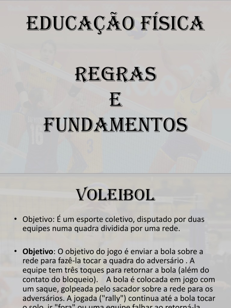 Regras e Fundamentos Volei | PDF | Voleibol | Esportes
