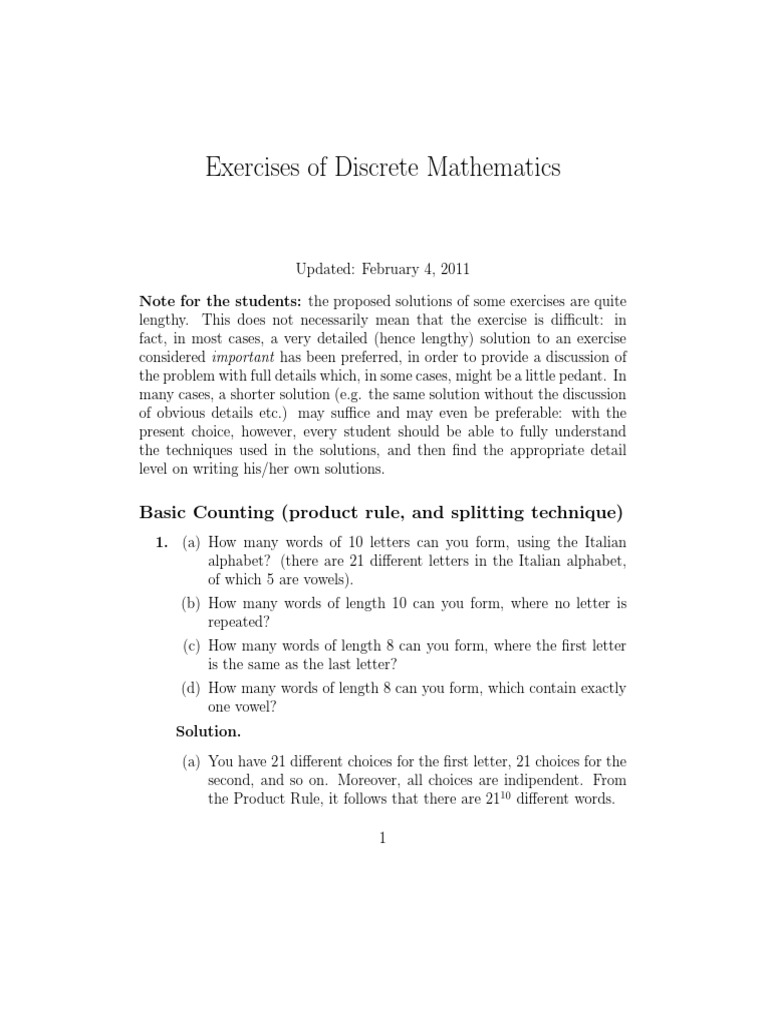 Exercises of Discrete Mathematics | PDF | Vertex (Graph Theory ...