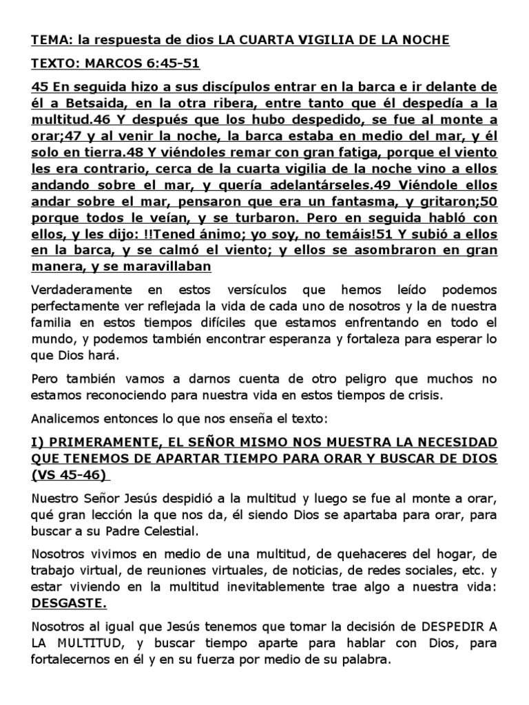 Cuarta Vigilia | PDF | Jesús | Oración