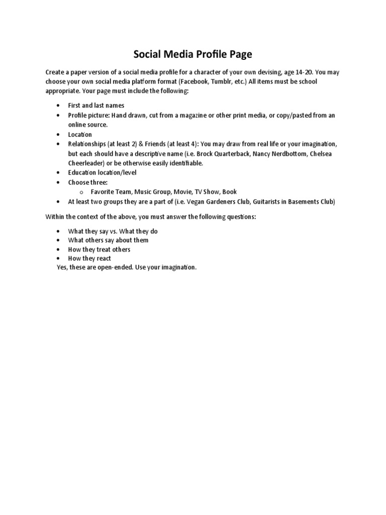 Social Media Profile | PDF