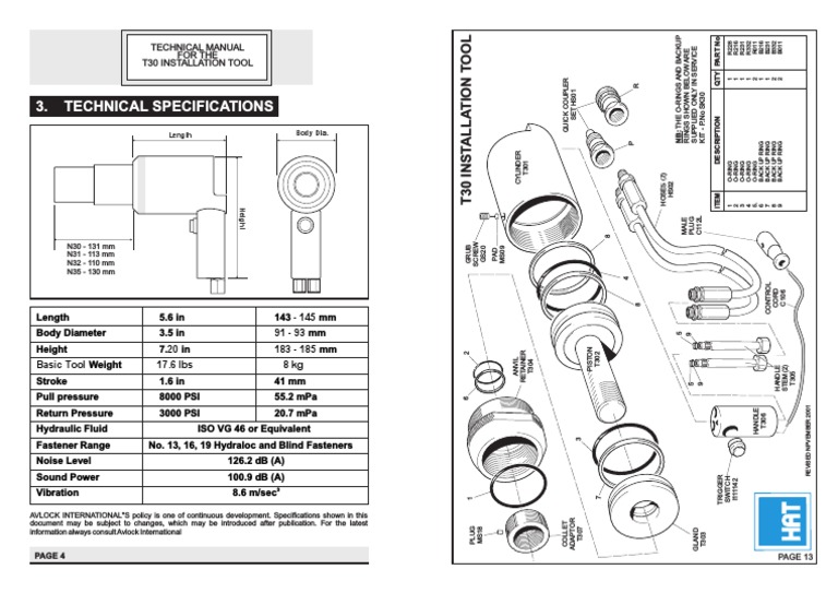 Technical Specifications: Technical Manual For The T30 Installation ...