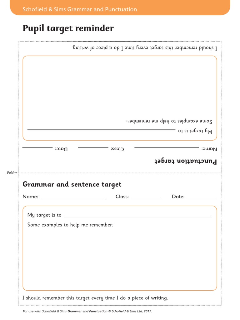 Grammar and Punctuation Pupil Target Reminder | PDF