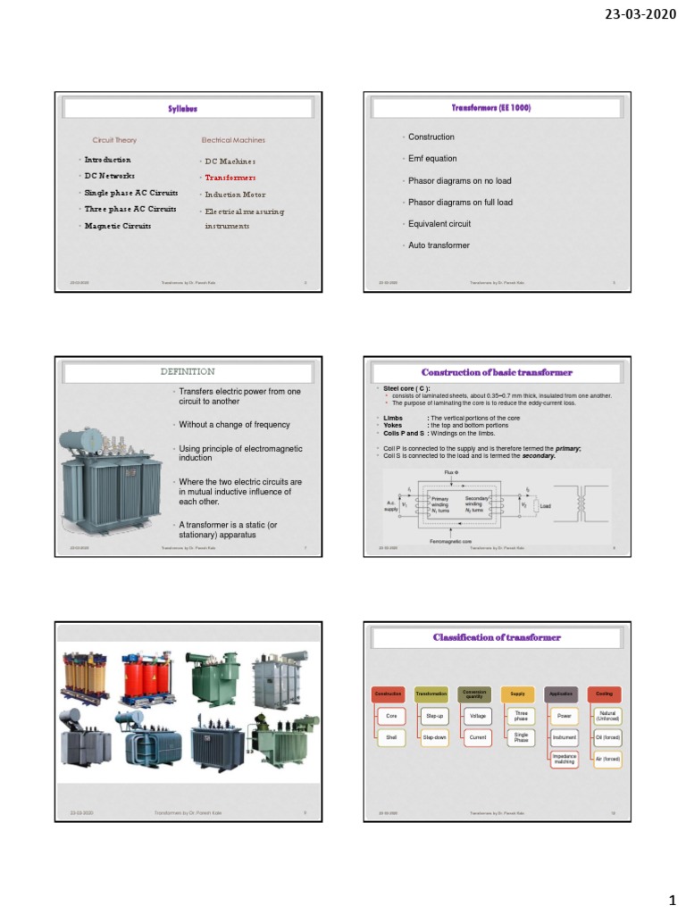 Transformers (EE 1000): A Syllabus and Introduction to Transformer ...