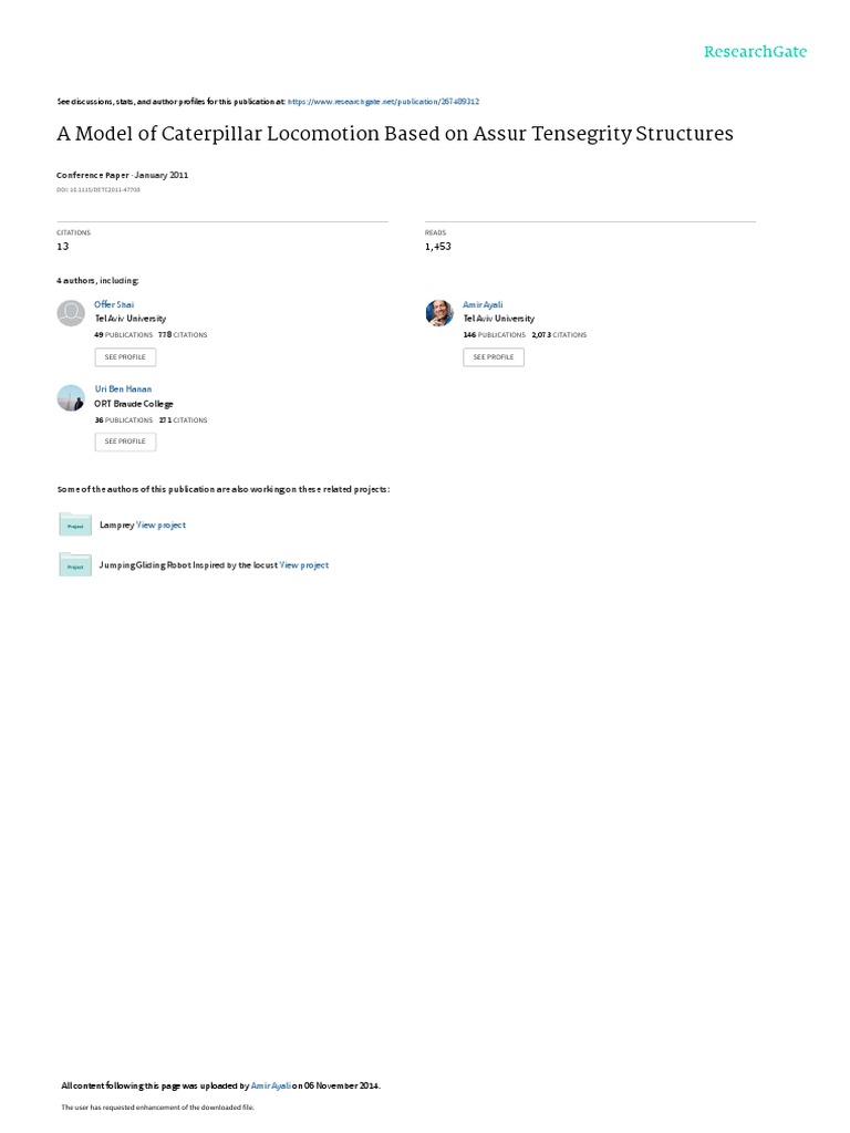 A Model of Caterpillar Locomotion Based On Assur Tensegrity Structures ...