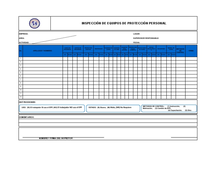 Registro de Inspeccion de Epps | PDF