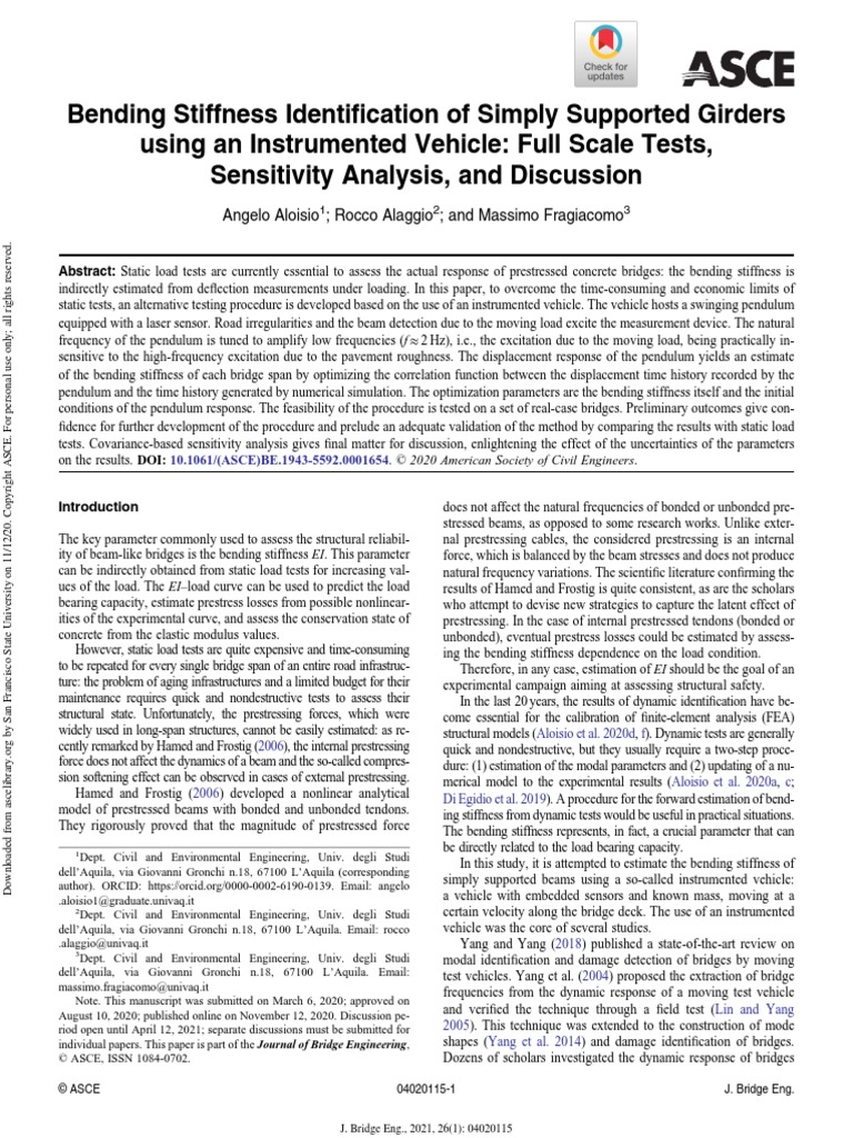 Bending Stiffness Identification of Simply Supported Girders Using An ...