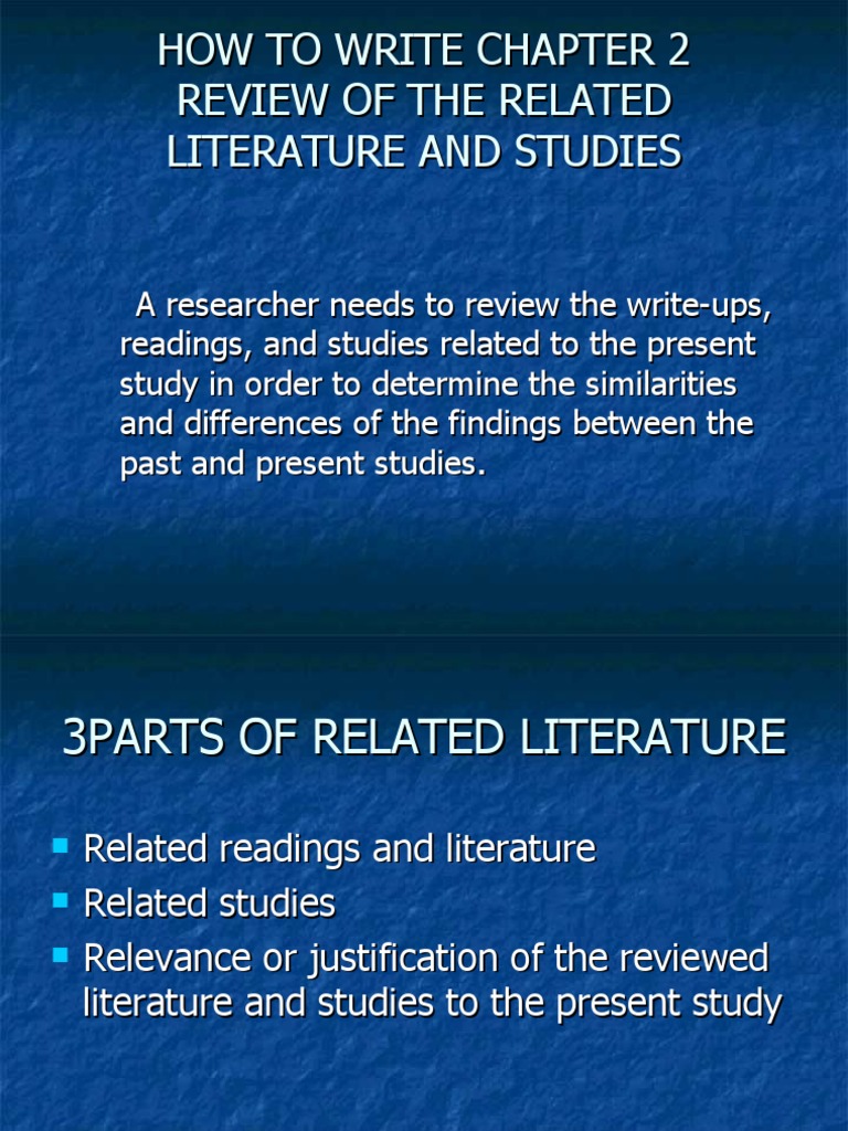 How To Write Chapter 2 Review of The Related Literature and Studies ...