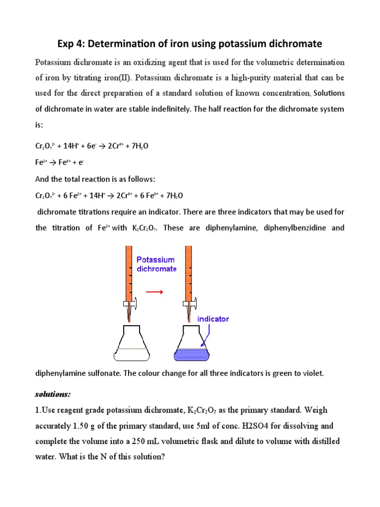 Potassium Dichromate Oxidation