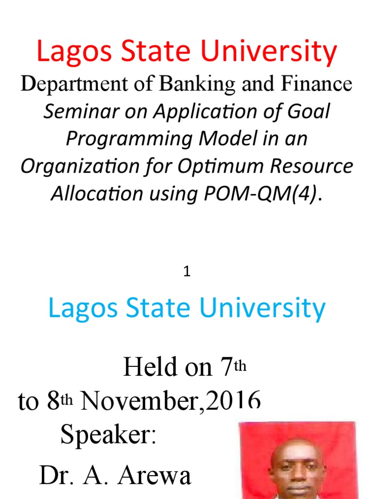 Solving Goal Programming Model Using POM | PDF | Mathematical ...
