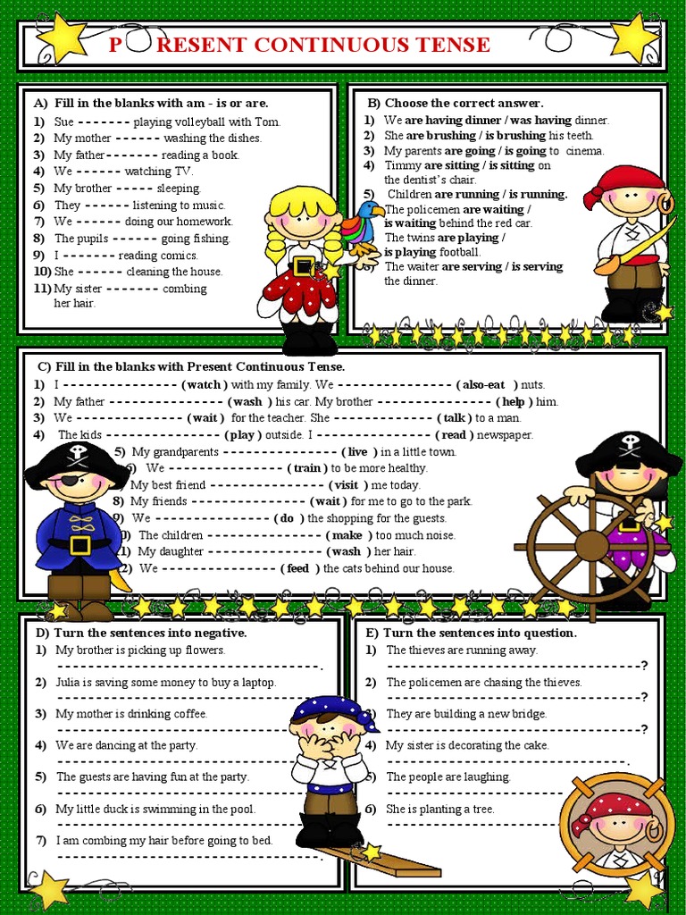 Present Continuous Tense Fun Activities Games - 11308 | PDF