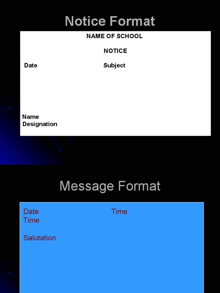 Notice Format: Name of School Notice Date Subject | PDF | Semiotics ...