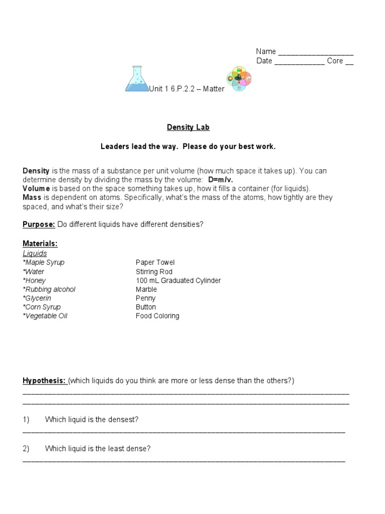 Density Lab | PDF | Density | Liquids