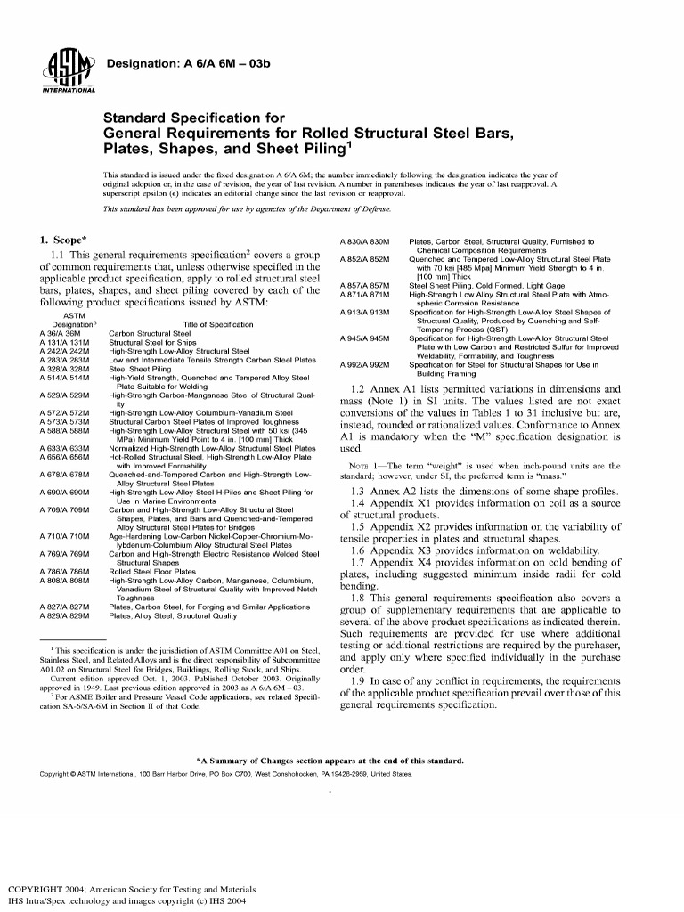 ASTM A6 A6M (03) B PDF | PDF | International Business | International ...