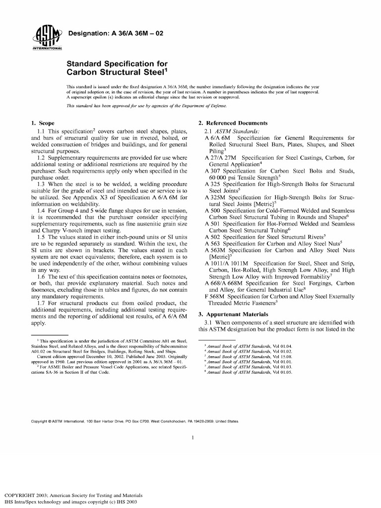 Astm A36 A36m PDF | PDF