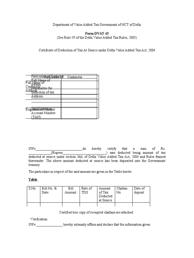 Form Dvat 43 | PDF
