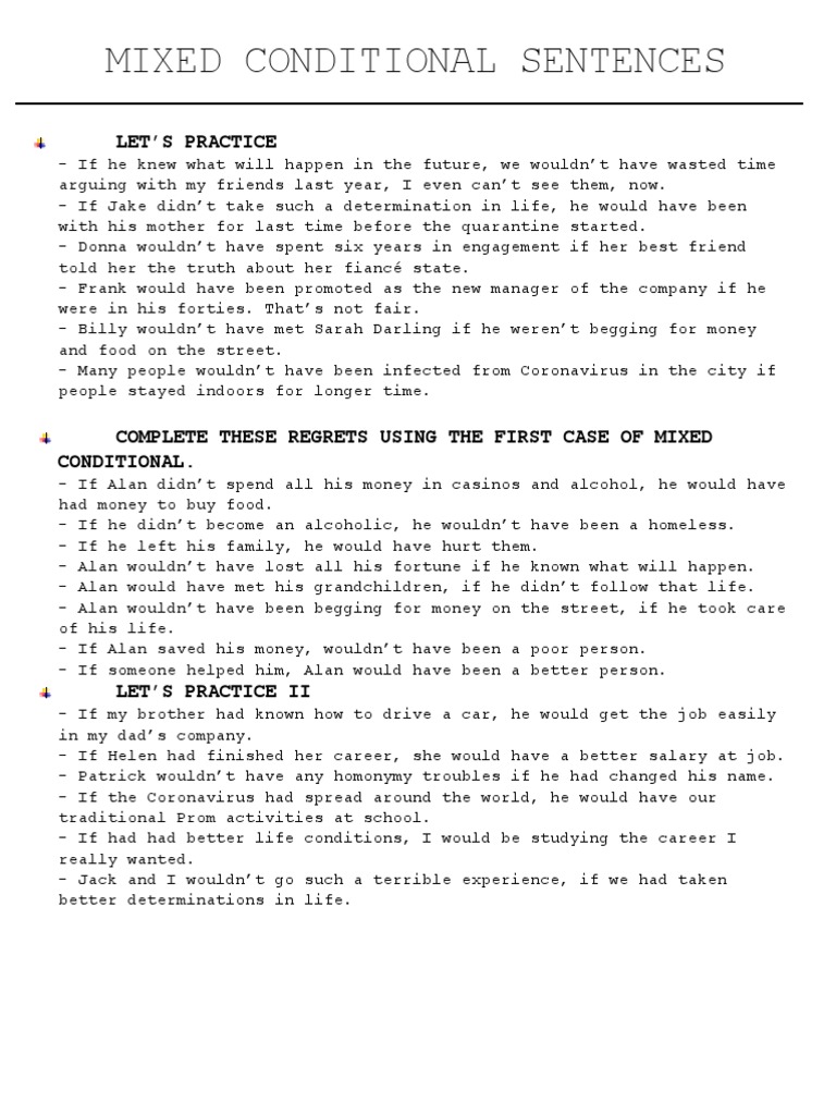 Mixed Conditional Sentences Practice | PDF
