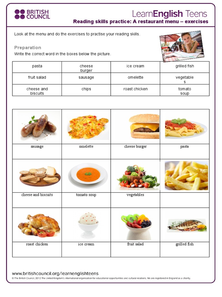 Ingles Ejercicios | PDF | Lunch | Soup