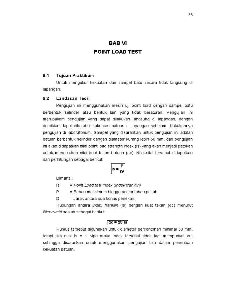 Uji Kekuatan Batu dengan Point Load Test | PDF