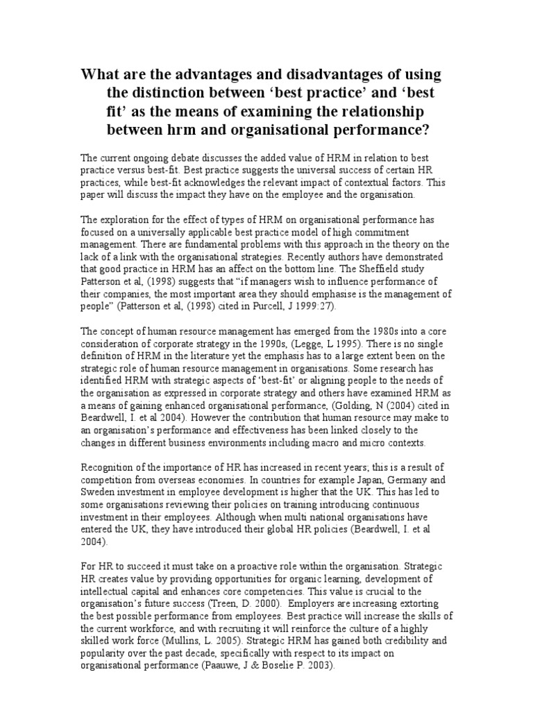 Article On Best Fit Vs Best Practice | PDF | Human Resource Management ...