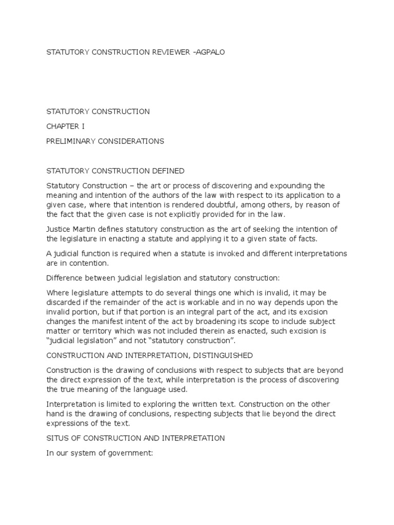 Statutory Construction Reviewer | PDF | Statutory Interpretation ...